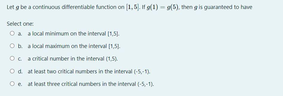 Solved Let gbe a continuous differentiable function on | Chegg.com