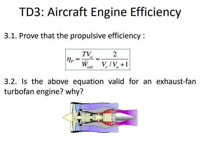 Solved TD3: Aircraft Engine Efficiency 3.1. Prove that the | Chegg.com