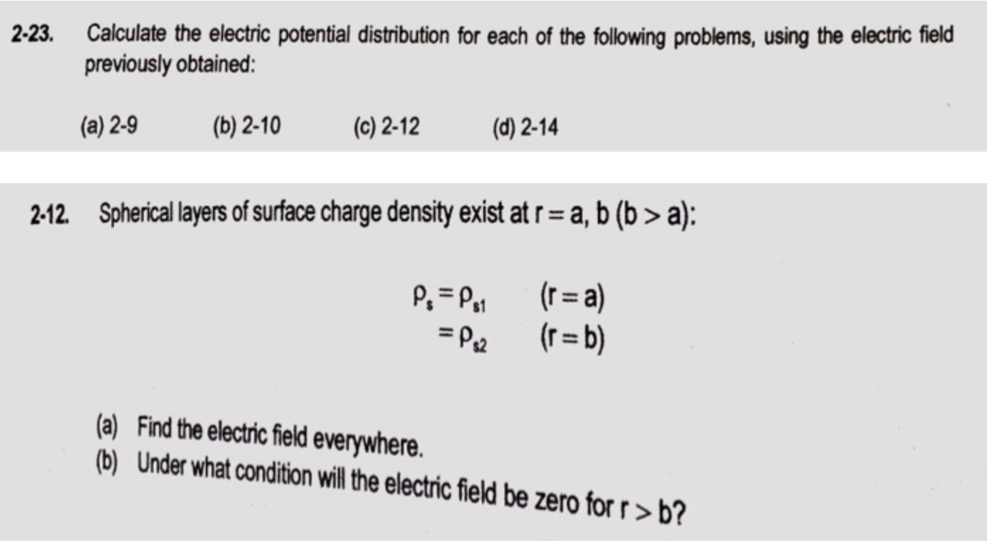 2-23. Calculate the electric potential distribution | Chegg.com