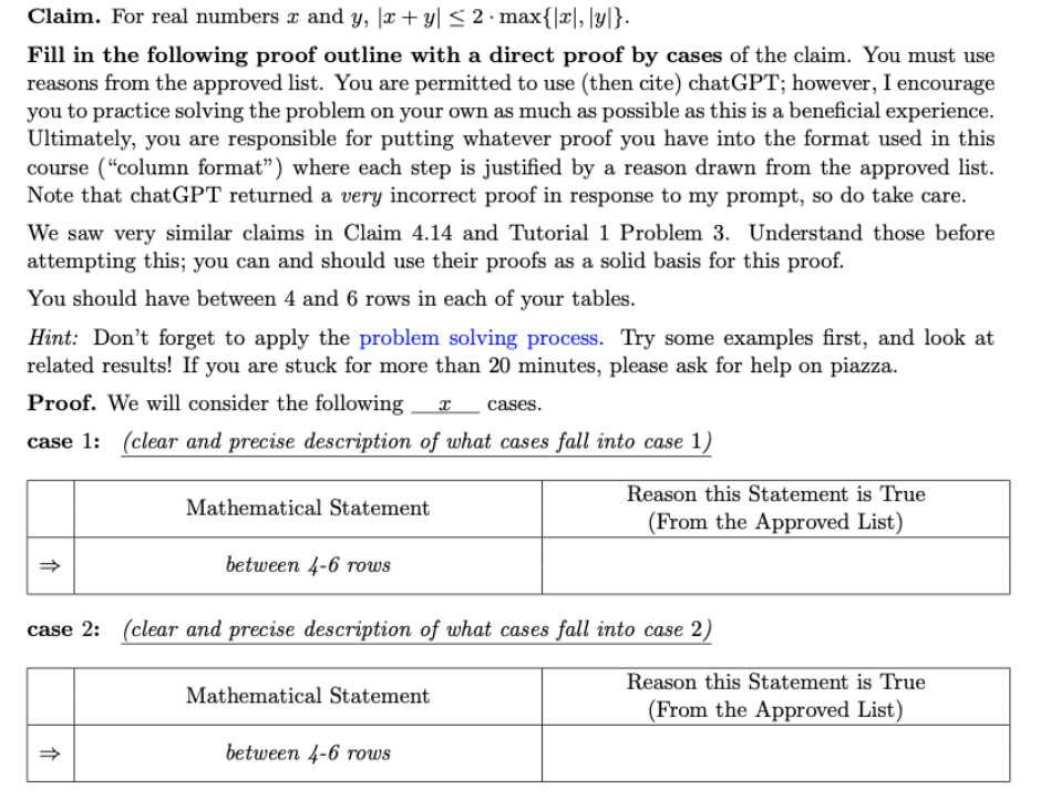 Solved Claim. For real numbers x and y,∣x+y∣≤2⋅max{∣x∣,∣y∣}. | Chegg.com