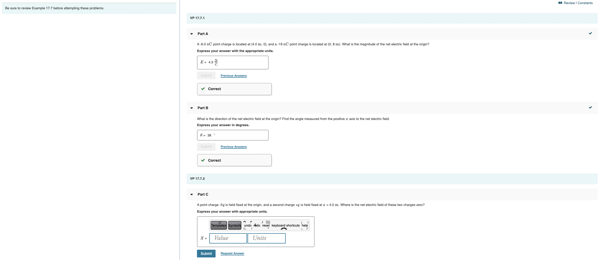 Solved II Review | Constants Be sure to review Example 17.7 | Chegg.com