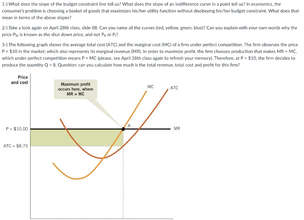 Solved 1-) What does the slope of the budget constraint | Chegg.com
