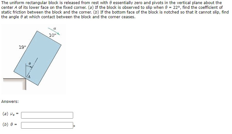 Solved The uniform rectangular block is released from rest | Chegg.com