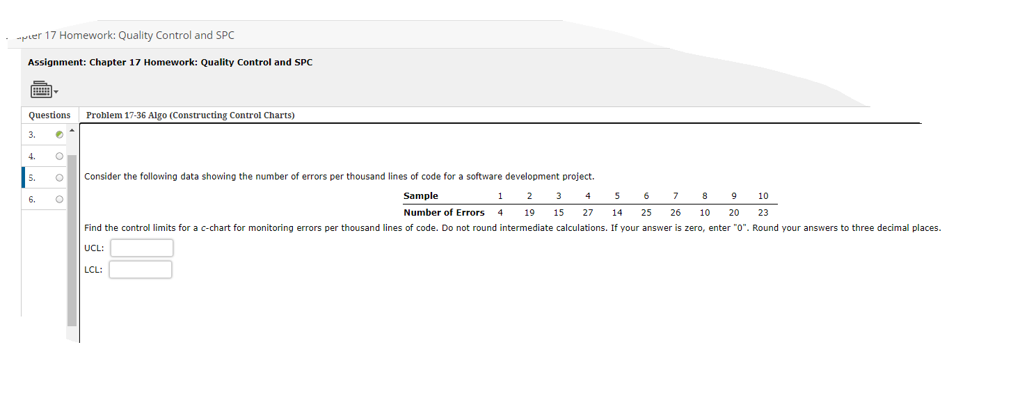 Solved apter 17 Homework: Quality Control and SPC | Chegg.com