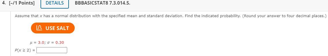 Solved 3. [0/1 Points) DETAILS PREVIOUS ANSWERS BBBASICSTAT8 | Chegg.com