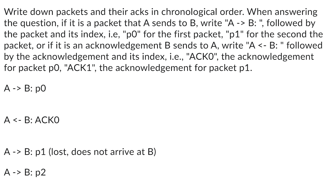 Solved Write Down Packets And Their Acks In Chronological 