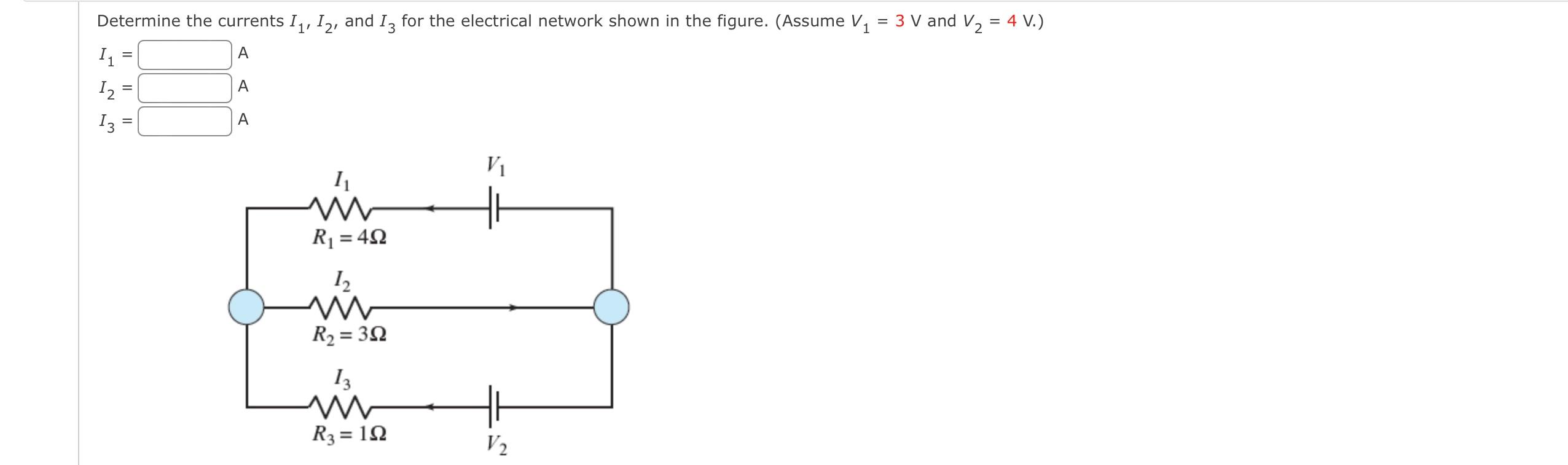 Solved Determine the currents I1,I2, and I3 for the | Chegg.com