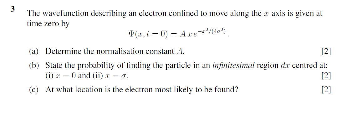 Solved 3 The Wavefunction Describing An Electron Confined To 