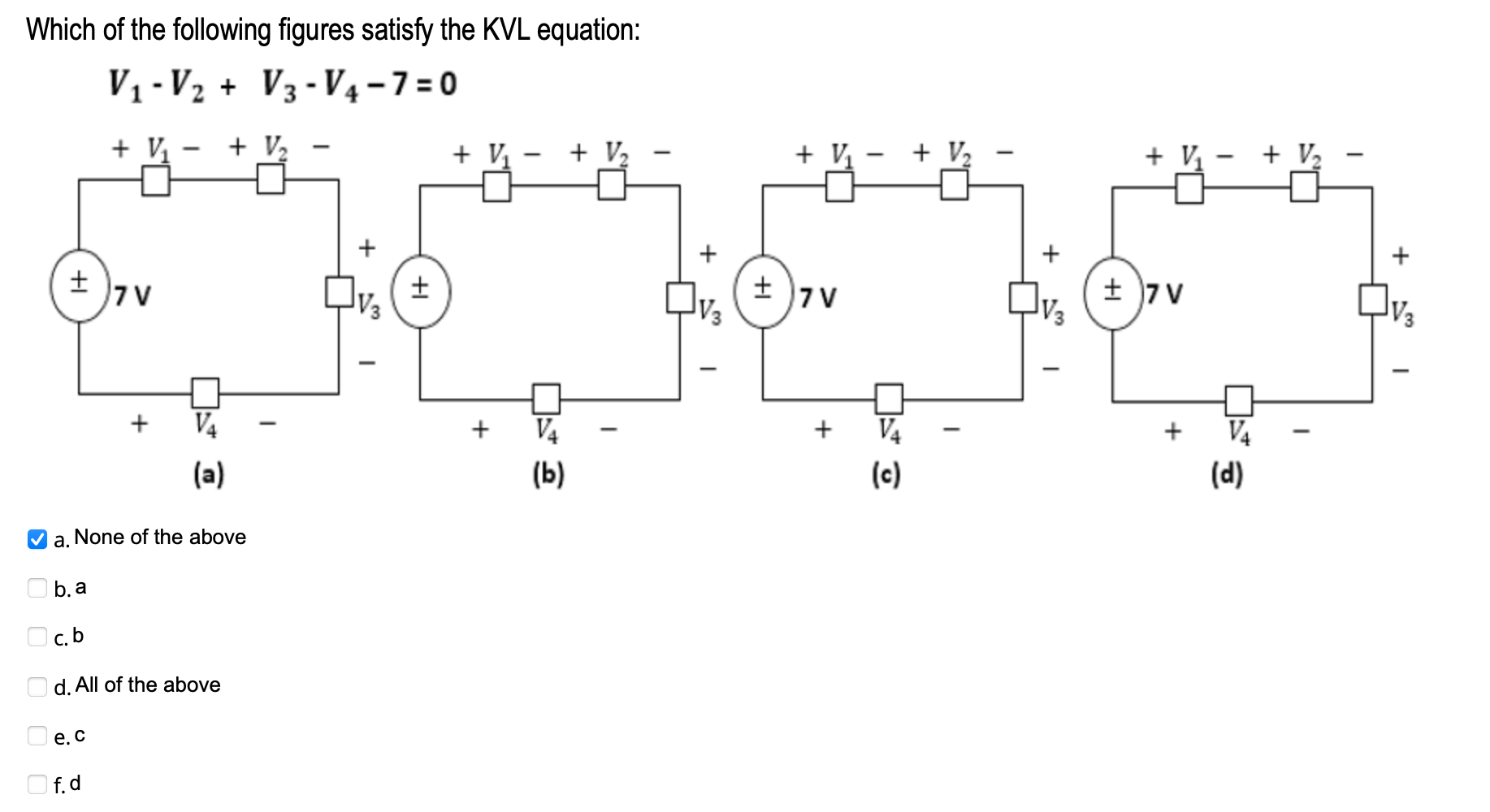 Solved Which of the following figures satisfy the KVL | Chegg.com