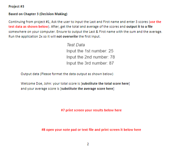 Solved Project #3 Based on Chapter 3 (Decision Making) | Chegg.com