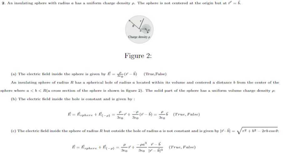 Solved 2. An insulating sphere with radius a has a uniform | Chegg.com