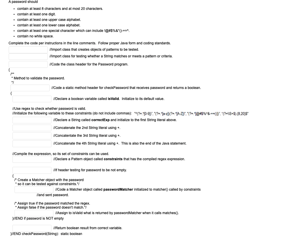 Solved A password should • contain at least 8 characters and | Chegg.com