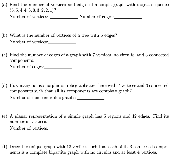Solved (a) Find the number of vertices and edges of a simple | Chegg.com