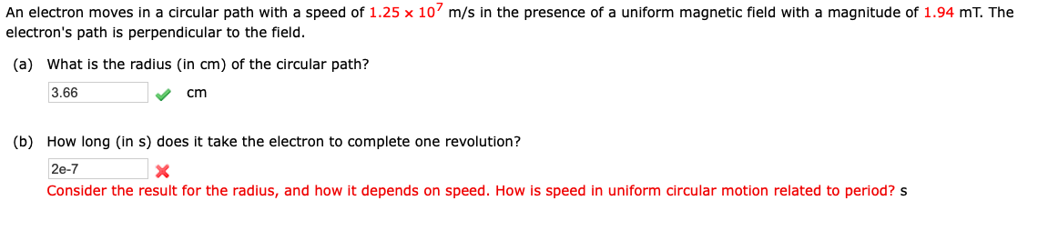 Solved An electron moves in a circular path with a speed of | Chegg.com