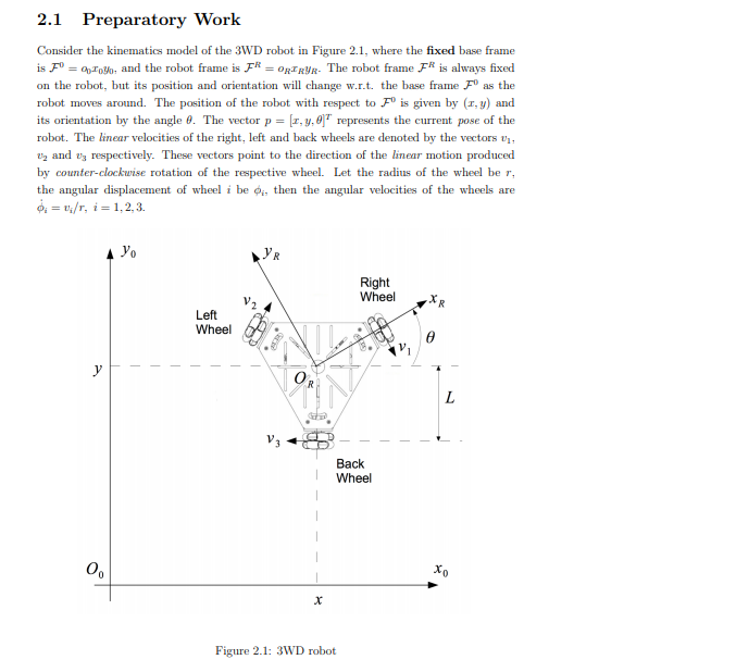 Solved 2.1 Preparatory Work Consider the kinematics model of | Chegg.com
