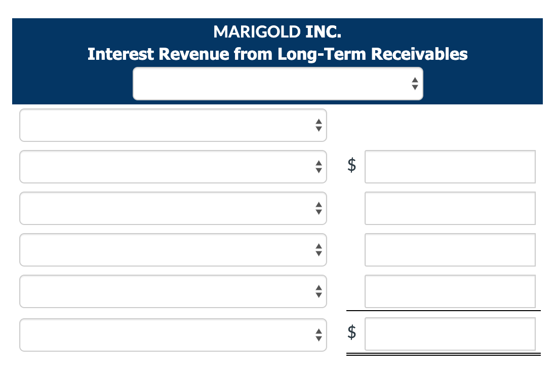Solved Marigold Inc. had the following long-term receivable | Chegg.com