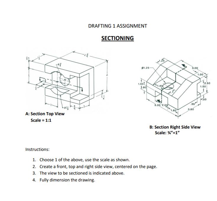 Solved DRAFTING 1 ASSIGNMENT SECTIONING 01.25 3.00 1.00 | Chegg.com