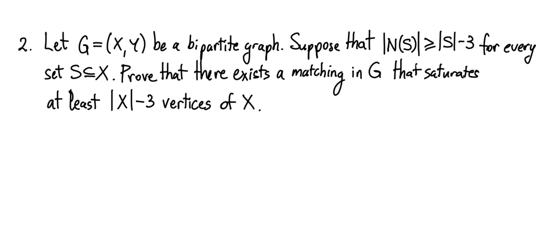 Solved 2. Let G=(x,y) be a biparite graph. Suppose that | Chegg.com