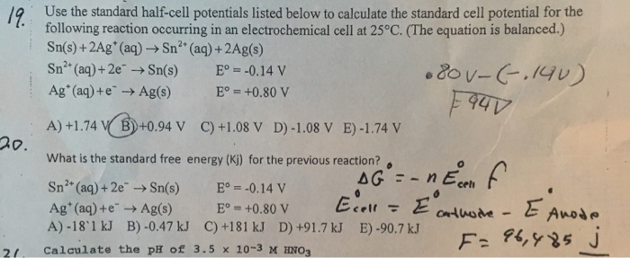Solved 9 Use the standard half-cell potentials listed below | Chegg.com