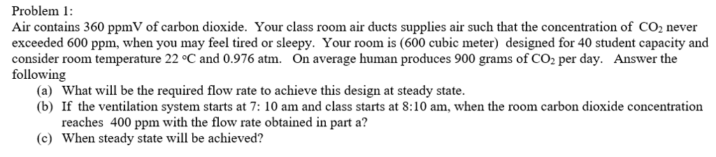 Solved Problem 1 Air contains 360 ppmV of carbon dioxide. | Chegg.com