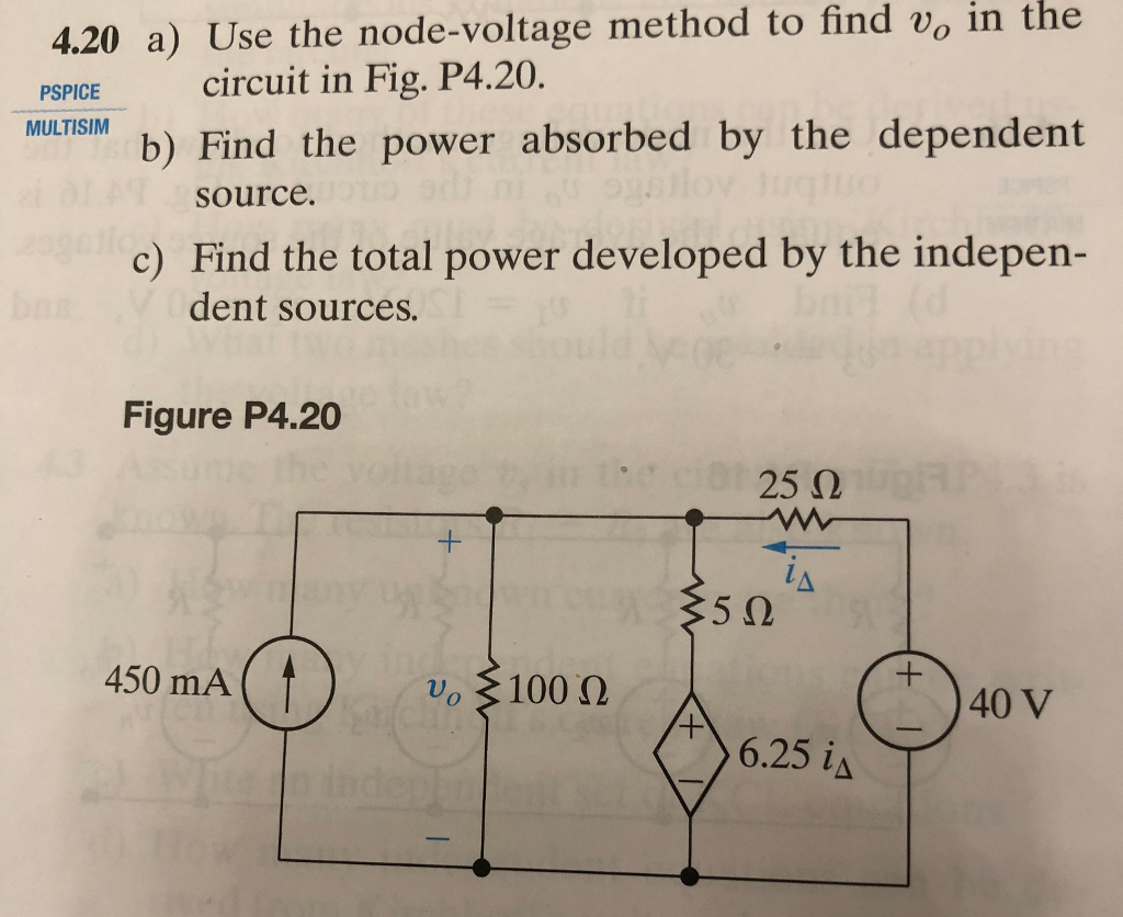 Solved (a) use node voltage method to find v0 in the circuit | Chegg.com Solved (a) use node voltage method to find v0 in the circuit | Chegg.com