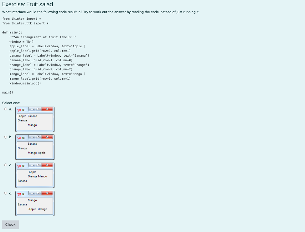 Solved Exercise: Fruit salad What interface would the | Chegg.com