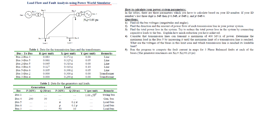Load Flow and Fault Analysis using Power World | Chegg.com