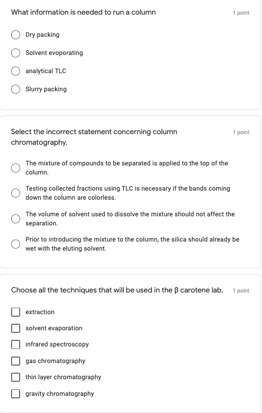 Solved What information is needed to run a column 1 point | Chegg.com