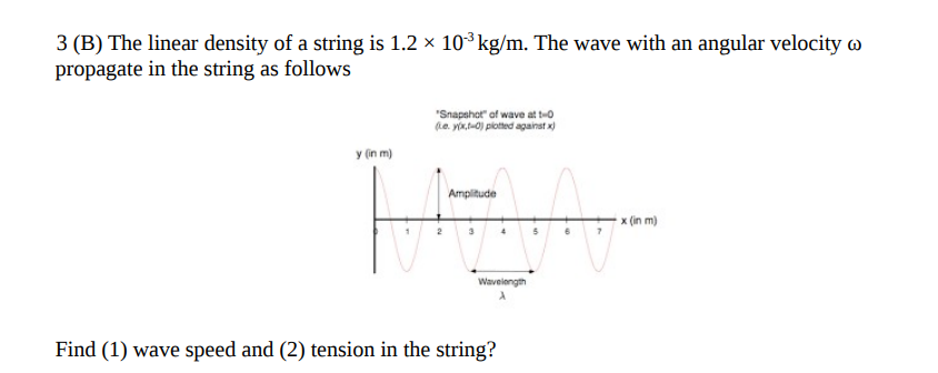 Solved 3 (B) The linear density of a string is 1.2 x | Chegg.com
