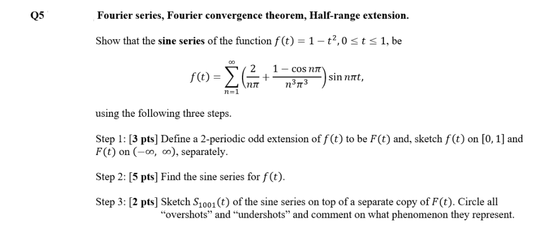 Solved Q5 Fourier series, Fourier convergence theorem, | Chegg.com