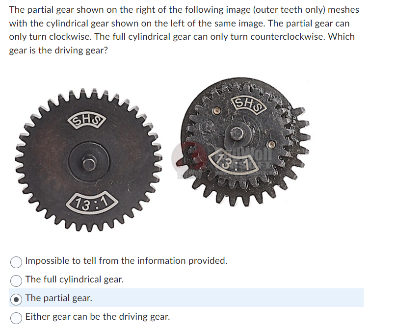 Solved The partial gear shown on the right of the following | Chegg.com