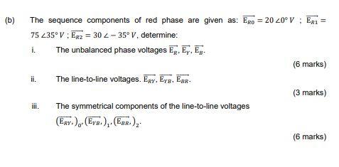 Solved (b) i. The sequence components of red phase are given | Chegg.com