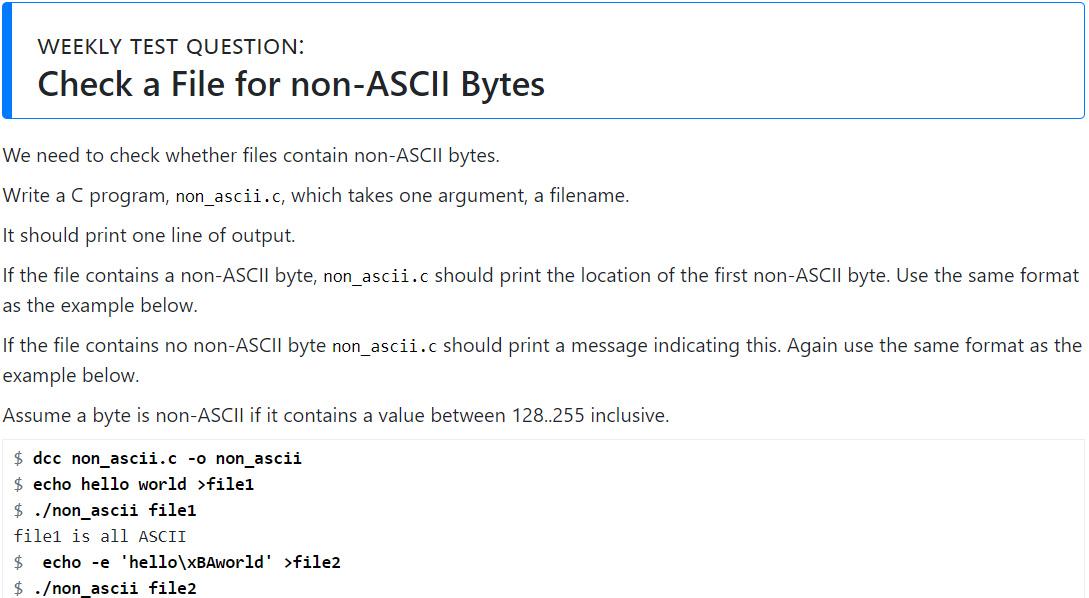 Solved WEEKLY TEST QUESTION: Check a File for non-ASCII | Chegg.com Solved WEEKLY TEST QUESTION: Check a File for non-ASCII | Chegg.com