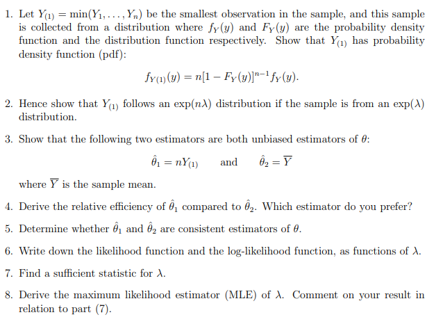 Solved Question 1. Consider a sample of n > 2 independent | Chegg.com
