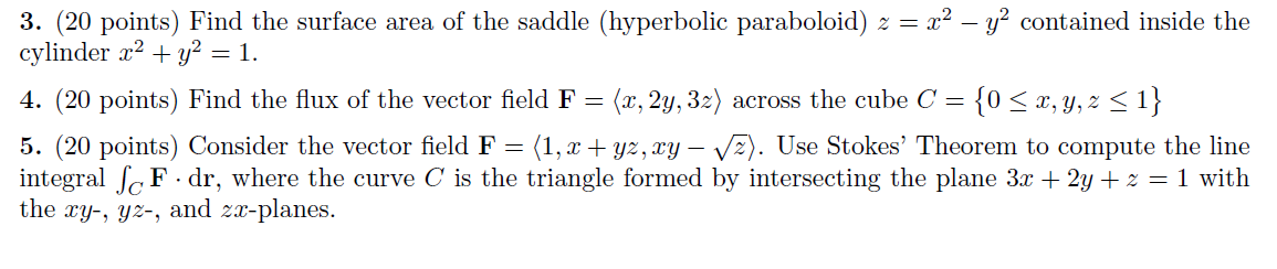 Solved 3. (20 points) Find the surface area of the saddle | Chegg.com