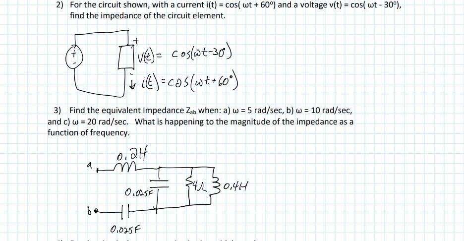 2) For the circuit shown, with a current | Chegg.com