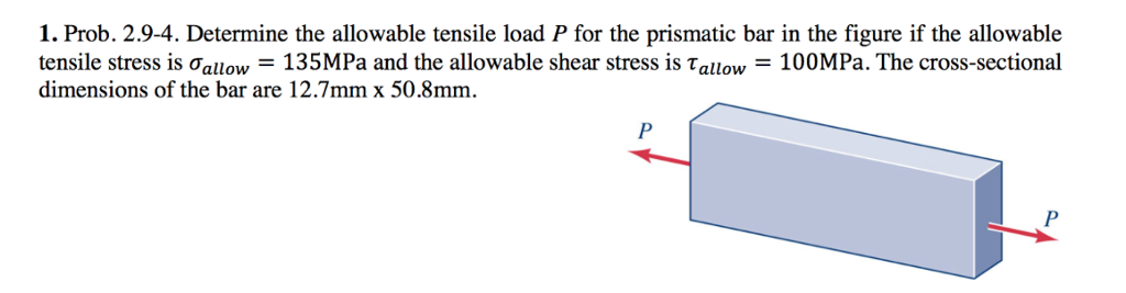 Solved 1. Prob. 2.9-4. Determine the allowable tensile load | Chegg.com
