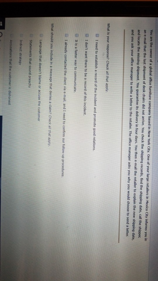 Solved Typical Requests and Claim Choose the best answer for | Chegg.com