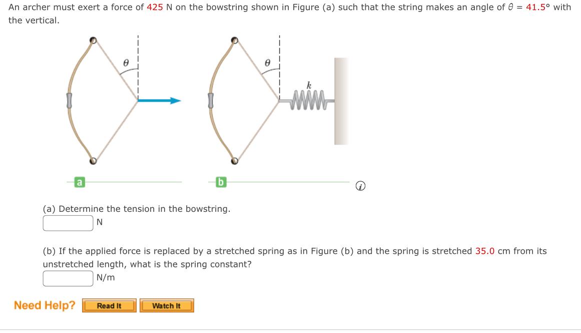 Solved An archer must exert a force of 425 N on the | Chegg.com Solved An archer must exert a force of 425 N on the | Chegg.com