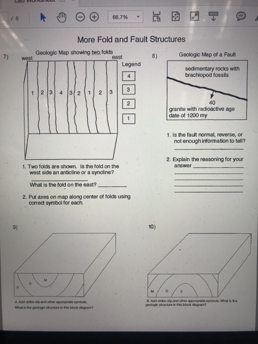 Solved More Fold and Fault Structures 7) west Geologic Map | Chegg.com