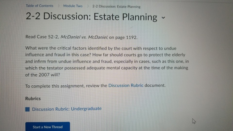 Solved Table of Contents Module Two 2-2 Discussion: Estate | Chegg.com