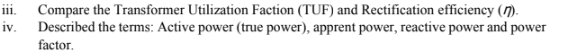 Solved ii. Compare the Transformer Utilization Faction (TUF) | Chegg.com