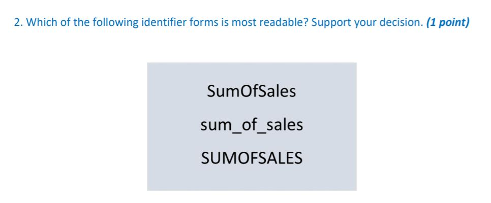 2. Which of the following identifier forms is most | Chegg.com