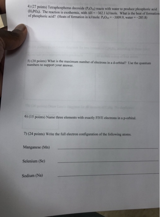 Solved 4) (27 points) Tetraphosphorus decoxide (P Oo) reacts | Chegg.com