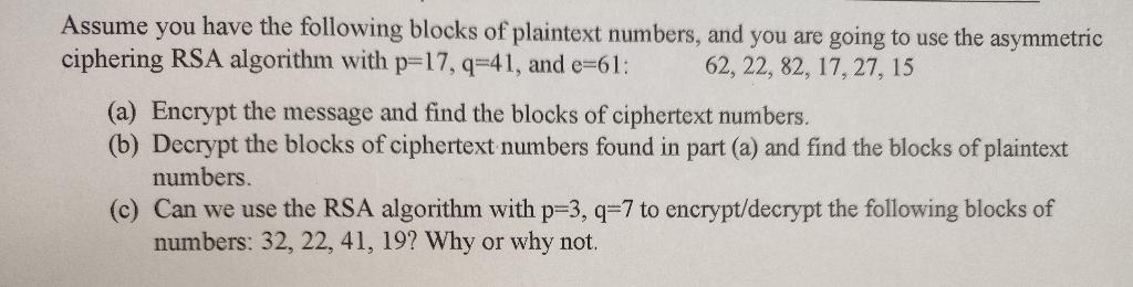 Solved Assume you have the following blocks of plaintext | Chegg.com