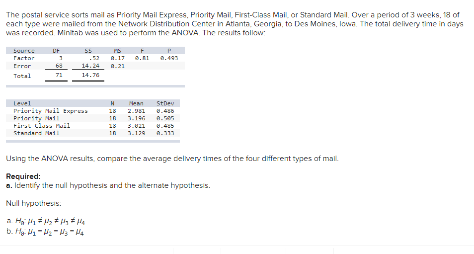 Solved The postal service sorts mail as Priority Mail | Chegg.com