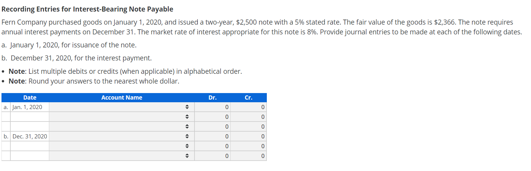 Solved Recording Entries for Interest-Bearing Note Payable | Chegg.com