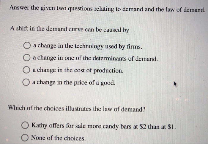 Solved Answer the given two questions relating to demand and | Chegg.com