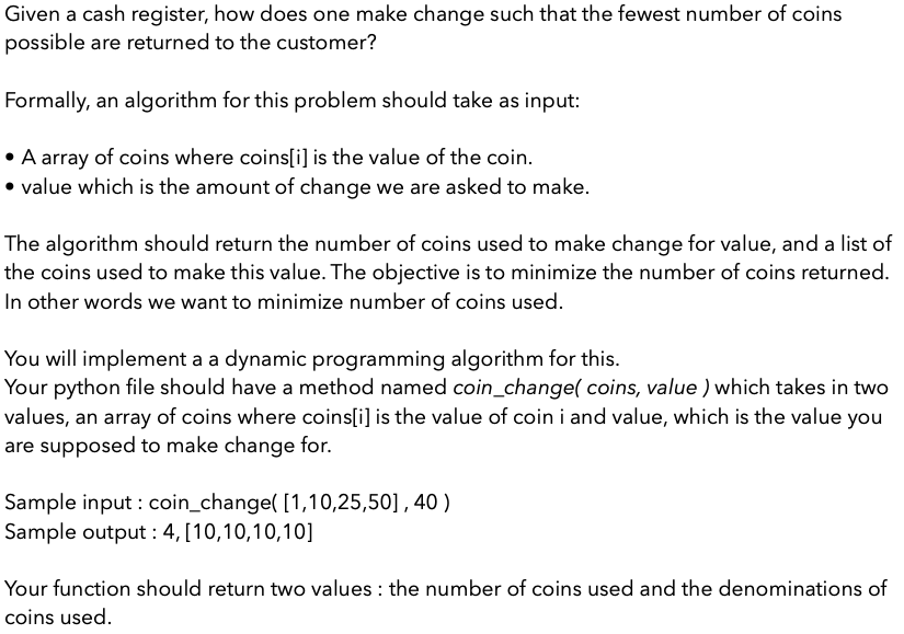 Solved Given a cash register, how does one make change such | Chegg.com