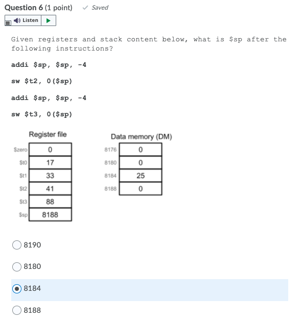 Solved Saved Question 6 (1 point) Listen Given registers and | Chegg.com